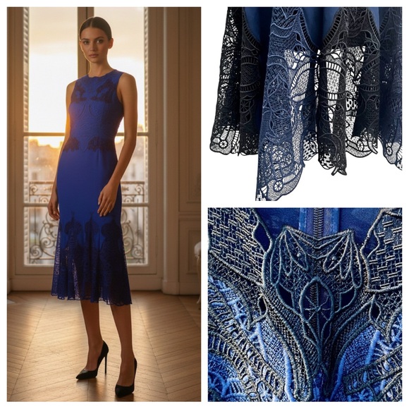 Jonathan Simkhai | Dresses | Jonathan Simkhai Blue Black Lace Trumpet ...